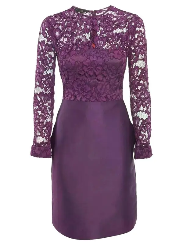 Carolina Herrera Lace Bodice Satin Dress - Purple