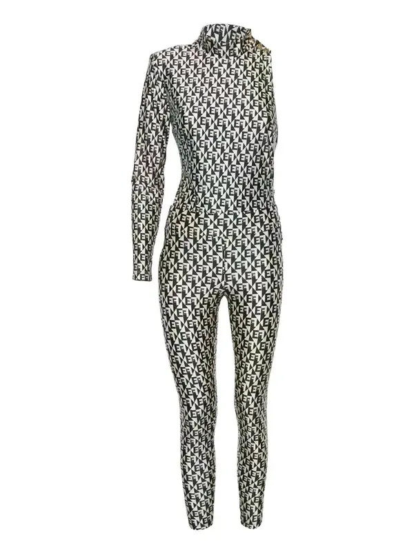 Elisabetta Franchi Monogram-print Bodysuit And Leggings Set - Black