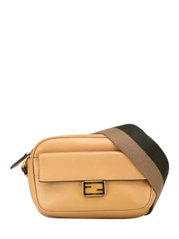 Fendi 2000-2010 Leather Baguette Camera Crossbody Bag - Brown