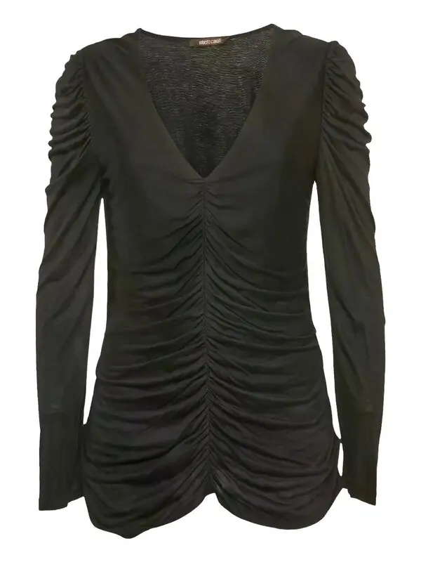 Roberto Cavalli Vintage Ruching Long-sleeve Top - Black
