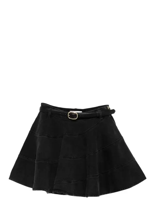 SELF-PORTRAIT Belted Panelled Mini Skirt - Black