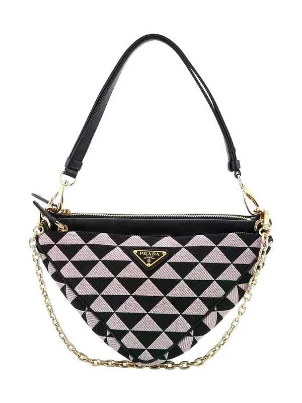 Prada Double Symbole Triangle Mini Shoulder Bag - Black
