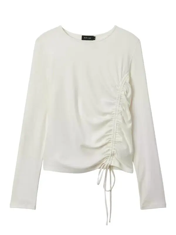 TOUT A COUP Ruched Drawstring Top - Neutrals