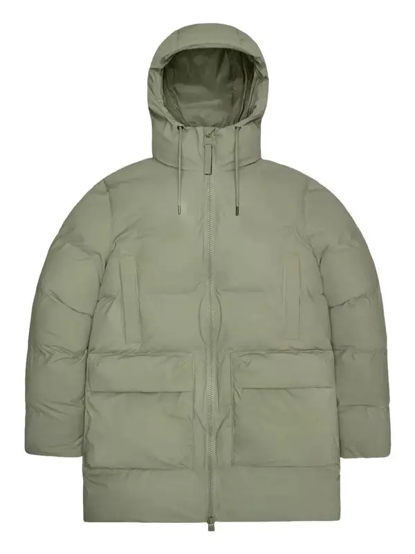 Rains Alta Hooded Pocket Puffer Coat - Green