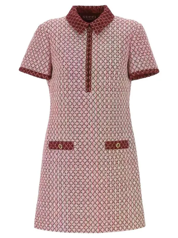 Gucci Diamond-patterned Mini Dress - Pink