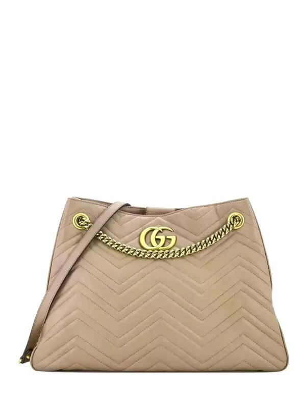 Gucci Gg Marmont Chain Matelasse Leather Shoulder Bag - Neutrals
