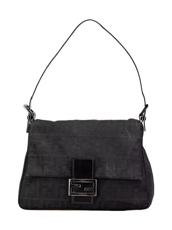 Fendi 2000-2010 Zucca Canvas Mamma Forever Shoulder Bag - Black