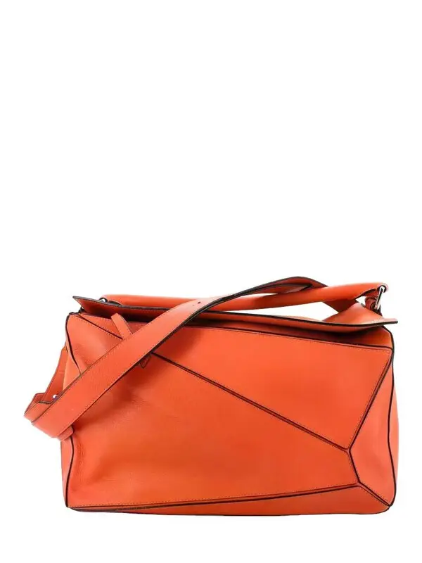 Loewe Puzzle Leather Large Satchel - Orange
