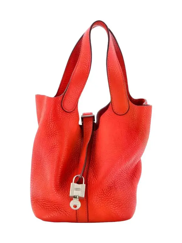 Hermès Picotin Lock Bucket Bag Clemence Pm - Red