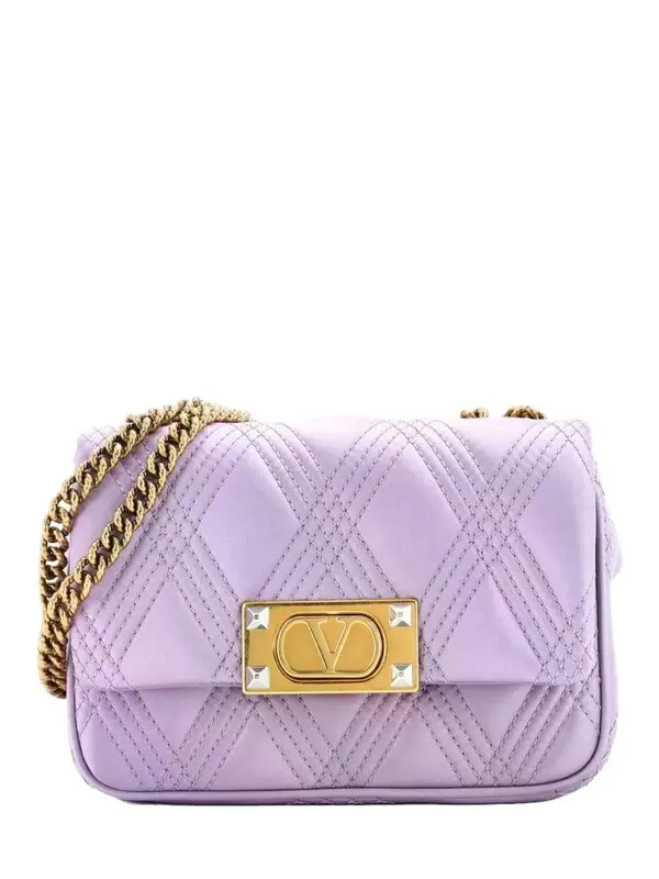 Valentino Garavani Quiltie 67 Chain Flap Bag Satin Small Shoulder Bag - Purple