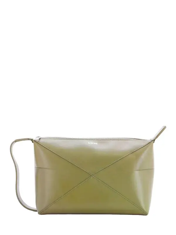 Loewe Puzzle Fold Leather Wash Bag - Green