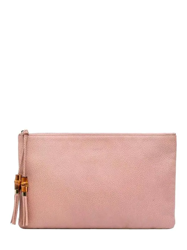 Gucci Bamboo Tassel Leather Clutch Bag - Pink