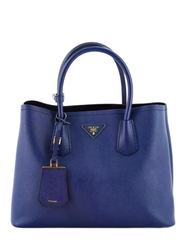 Prada Cuir Double Saffiano Leather Medium Tote Bag - Blue