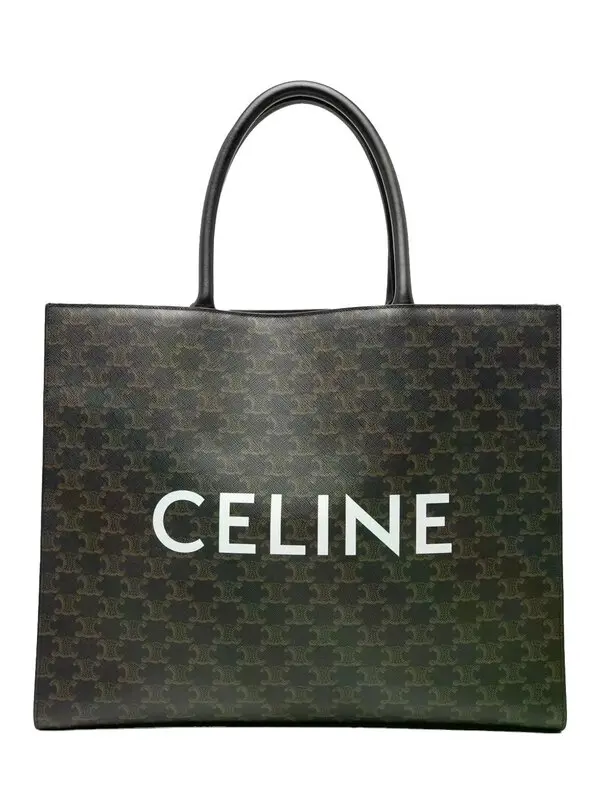 Celine 2021 Medium Triomphe Coated Canvas Cabas Horizontal Tote Bag - Brown