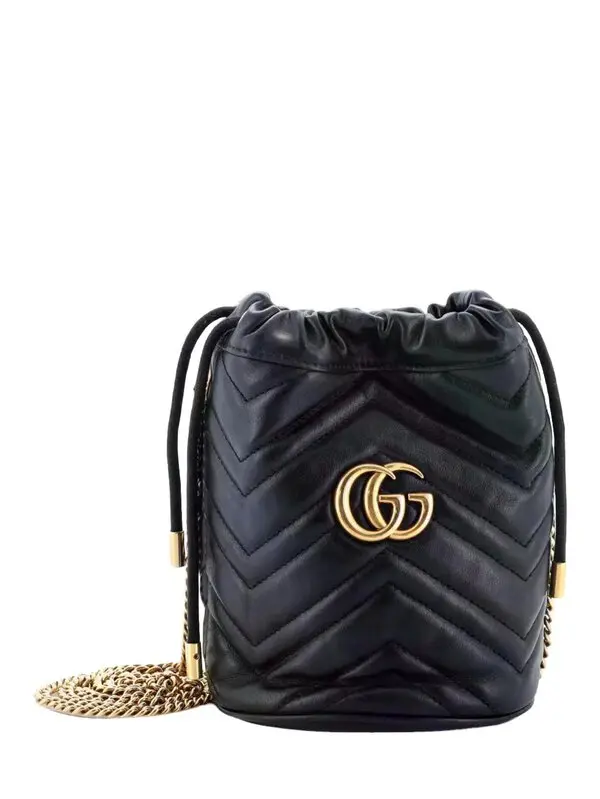 Gucci Gg Marmont Matelasse Leather Mini Bucket Bag - Black