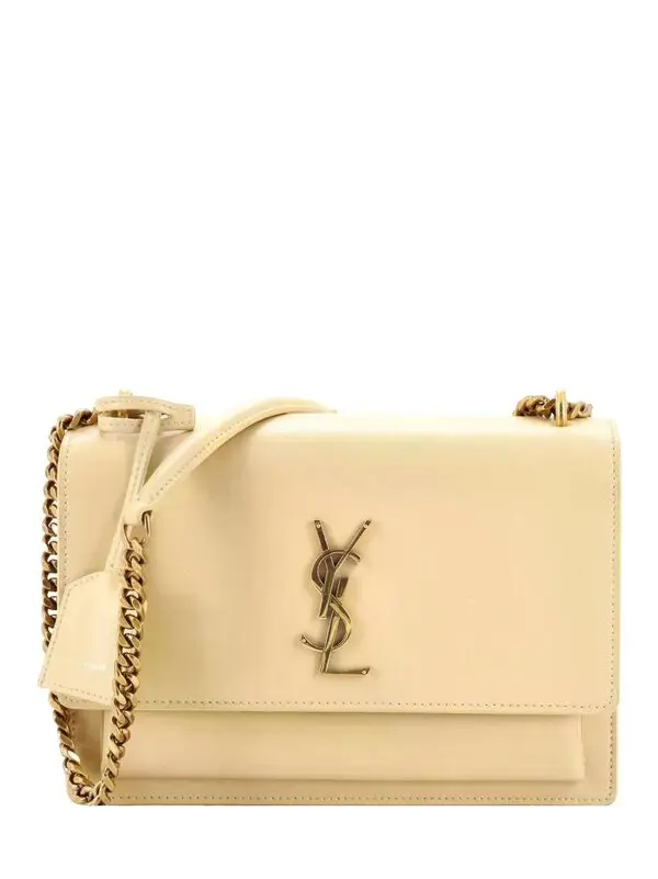 Saint Laurent Sunset Leather Medium Crossbody Bag - Neutrals