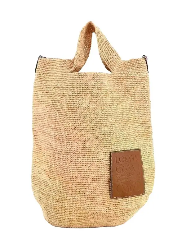 Loewe Slit Straw Large Tote Bag - Neutrals