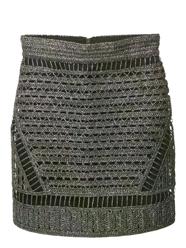 Maje Metallic Lurex Mini Skirt - Silver