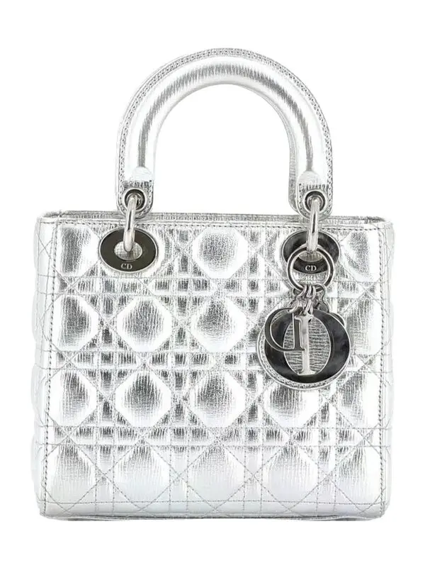 Dior My Lady Cannage Quilted Satchel - Silver