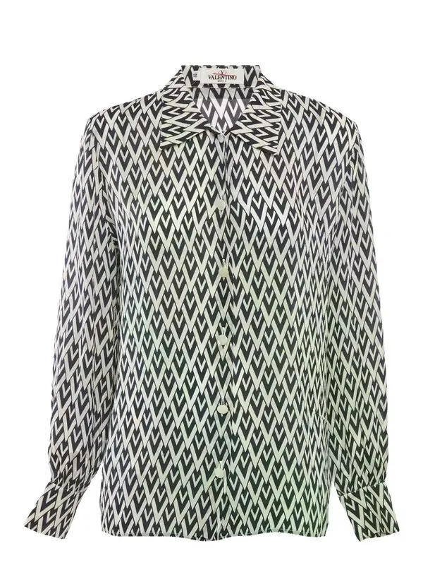 Valentino Garavani V-pattern Silk Blouse - Blue