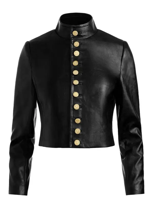 Alice + Olivia Emerson Buttoned Military Jacket - Black