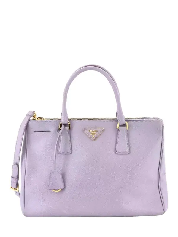 Prada Double Zip Saffiano Leather Medium Tote Bag - Purple