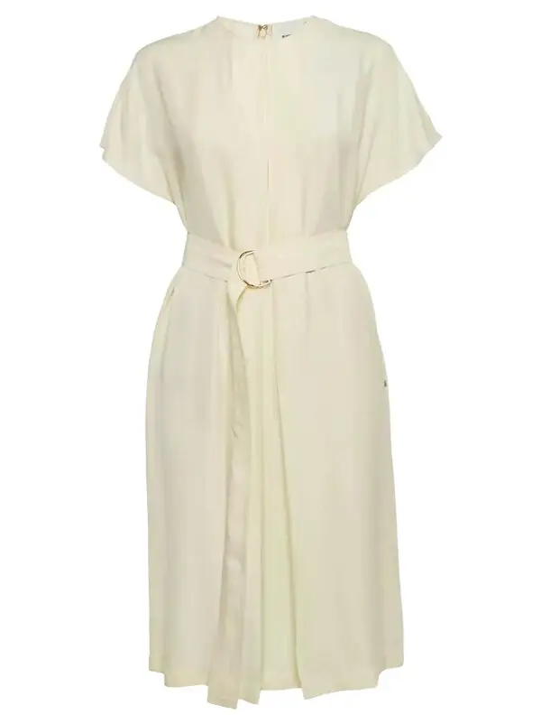 Burberry Crepe Belted Dress - White