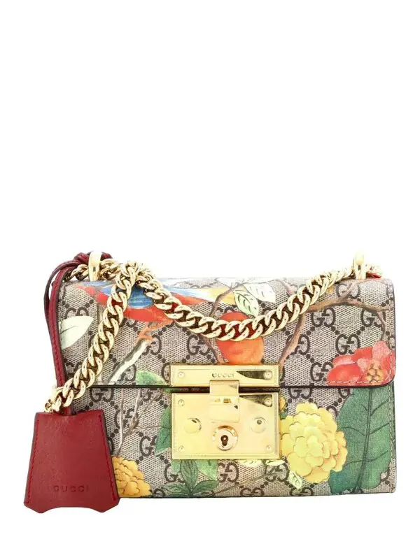 Gucci Padlock Small Crossbody Bag Tian Print Gg Coated Canvas - Brown