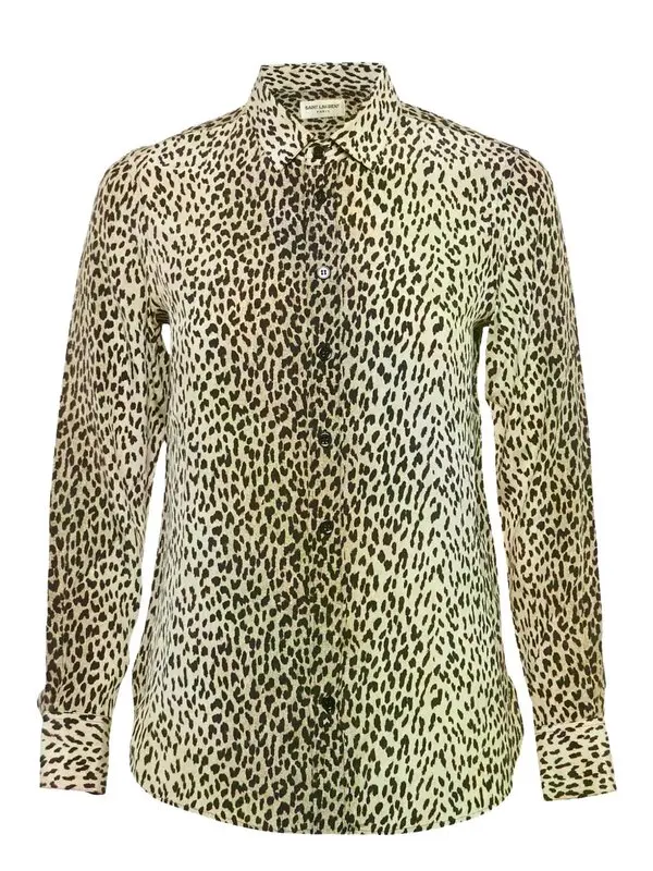 Saint Laurent Silk Leopard Print Shirt - Neutrals