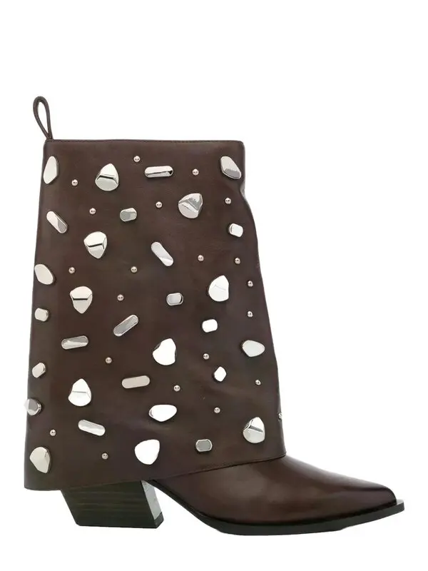 MARC ELLIS 65mm Studded Ankle Boots - Brown
