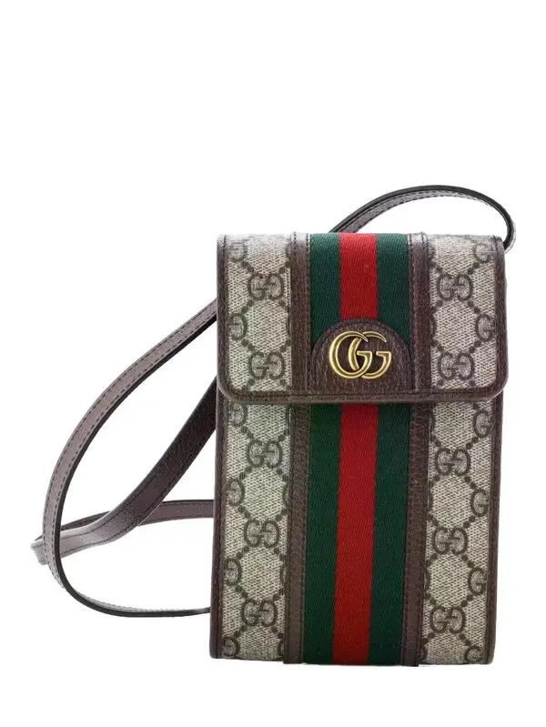 Gucci Ophidia Vertical Flap Gg Coated Canvas Mini Crossbody Bag - Brown