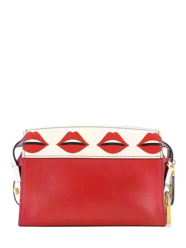 Prada Esplanade Printed Saffiano And City Calf Small Crossbody Bag - Red