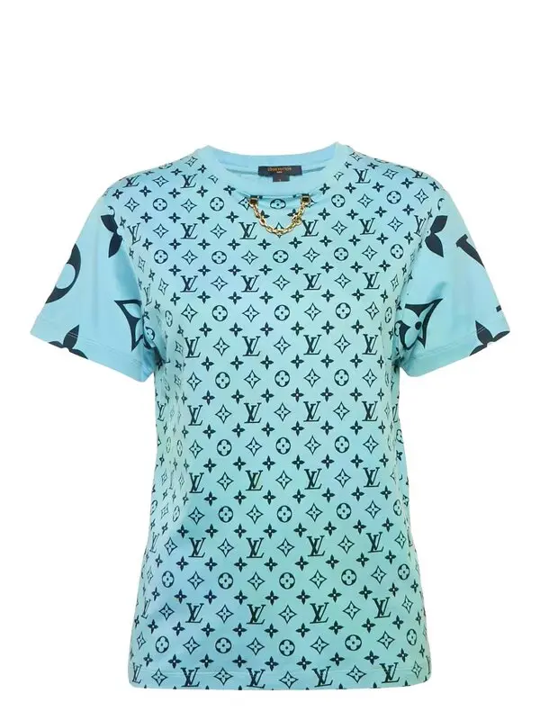 LOUIS VUITTON Monogram-print Crew-neck T-shirt - Blue