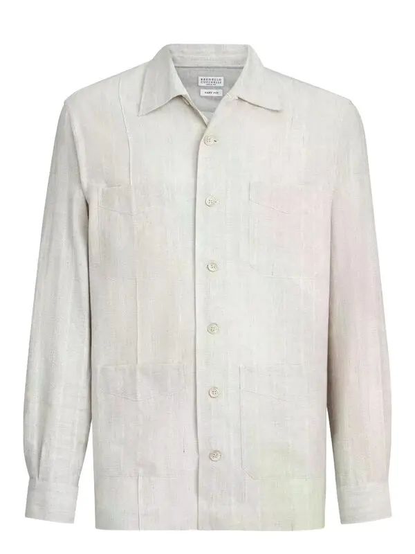 Brunello Cucinelli Jacquard Chest-pocket Shirt - Neutrals