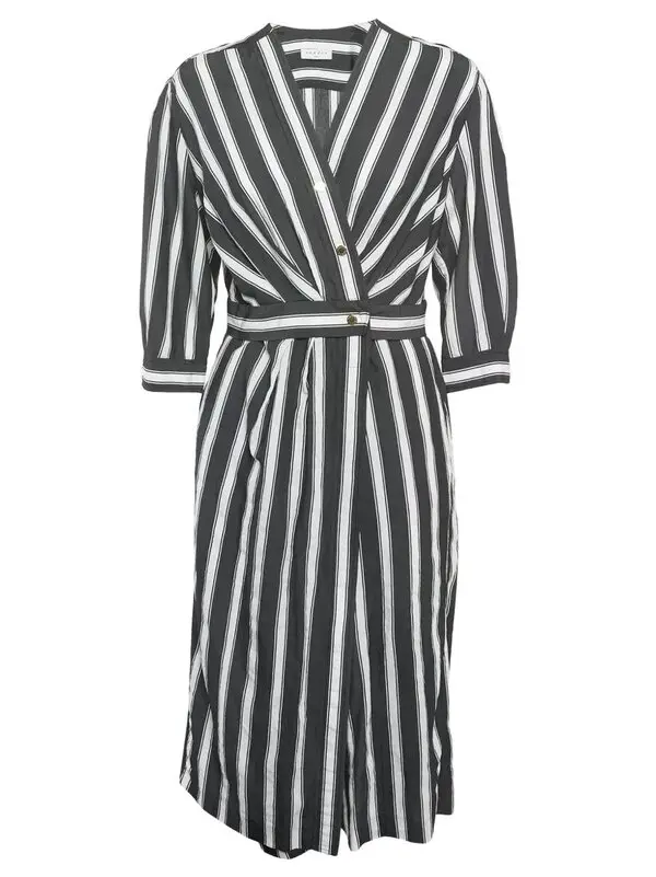 Sandro Stripe-pattern Midi Dress - Black