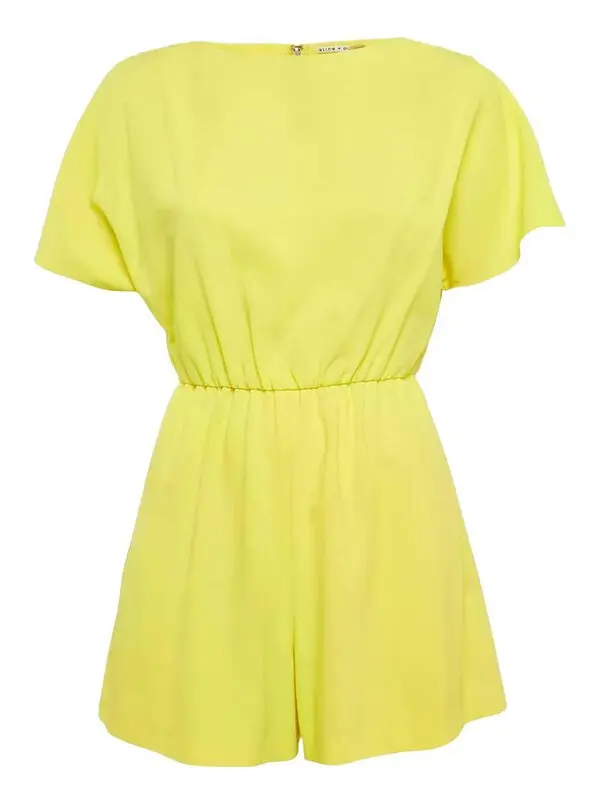 Alice + Olivia Ashlea Crepe-texture Playsuit - Yellow
