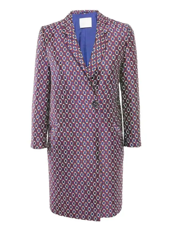 Hugo Boss Geometric-print Coat - Purple