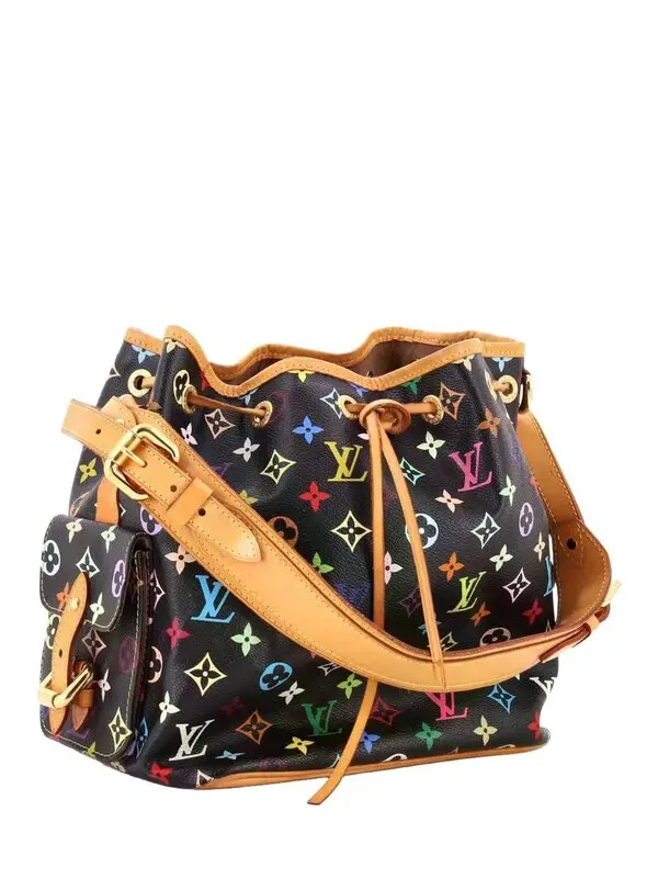 LOUIS VUITTON Petit Noe Handbag Monogram Multicolor Bucket Bag - Black