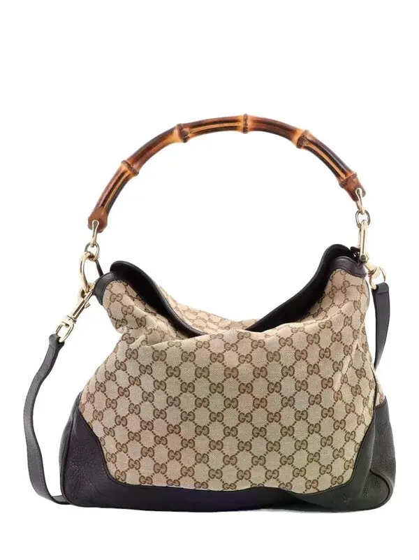Gucci Diana Bamboo Handle Gg Canvas Hobo Bag - Brown