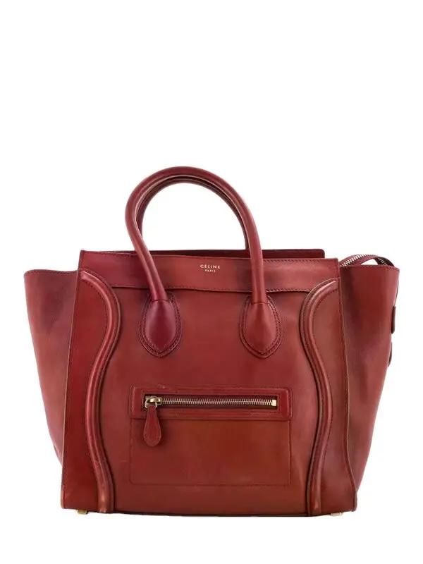 Celine Luggage Smooth Leather Medium Tote Bag - Red