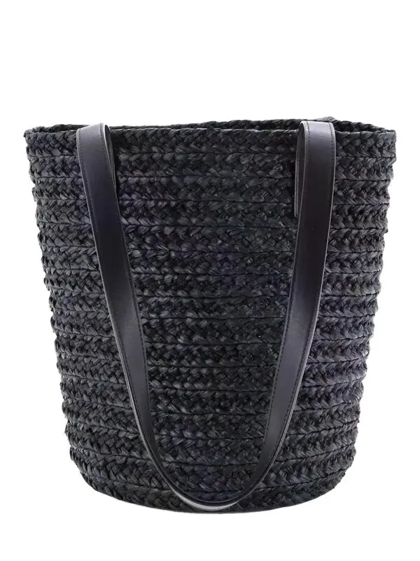 Saint Laurent Panier Basket Raffia Small Tote Bag - Black