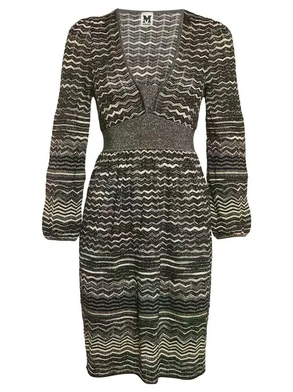 Missoni Zigzag Pattern Lurex Knit Dress - Black
