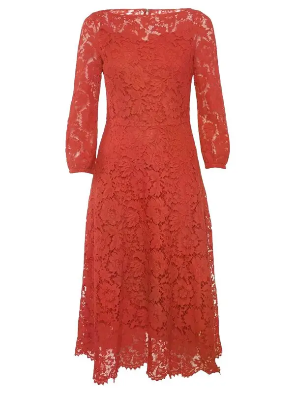 Valentino Garavani Corded Lace Midi Dress - Red