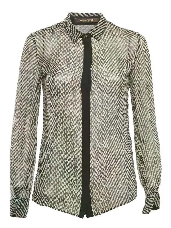 Roberto Cavalli Printed Silk Blouse - Grey