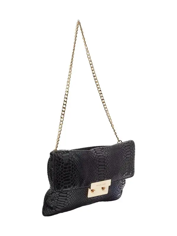 Michael Kors Snakeskin Embossed Chain Bag - Black
