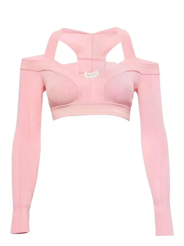 Alexander McQueen Rib-knit Cut-out Top - Pink