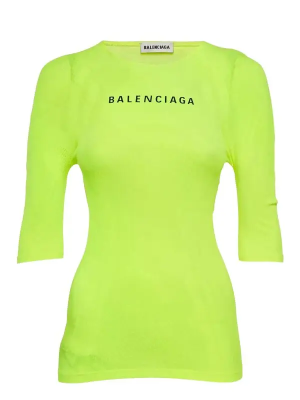 Balenciaga Logo-print Mesh Top - Green