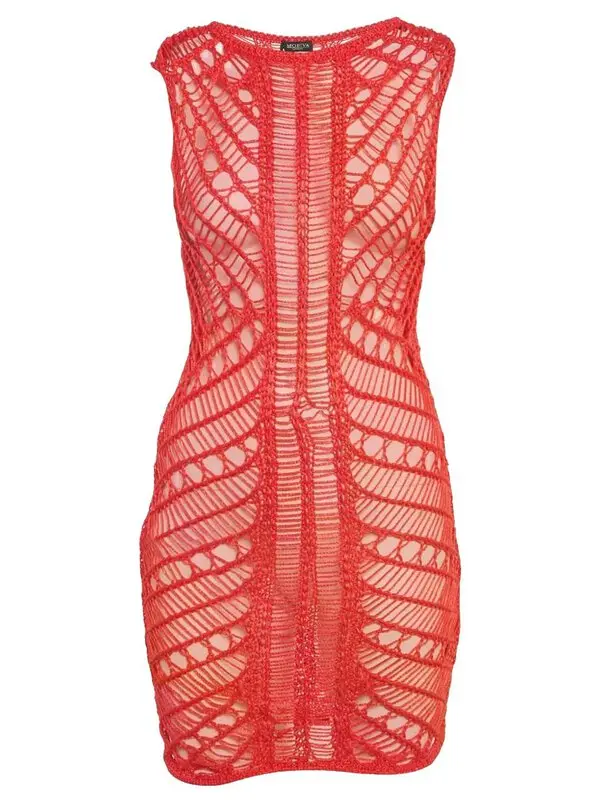 MOEVA 2000s Crochet Mini Dress - Red