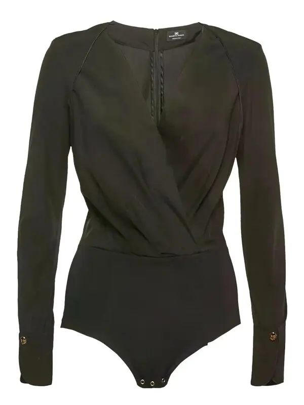 Elisabetta Franchi Wrap-effect Long-sleeve Bodysuit - Black