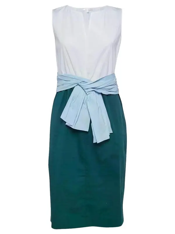 Paule Ka Sleeveless Cotton Dress With Tie - Blue